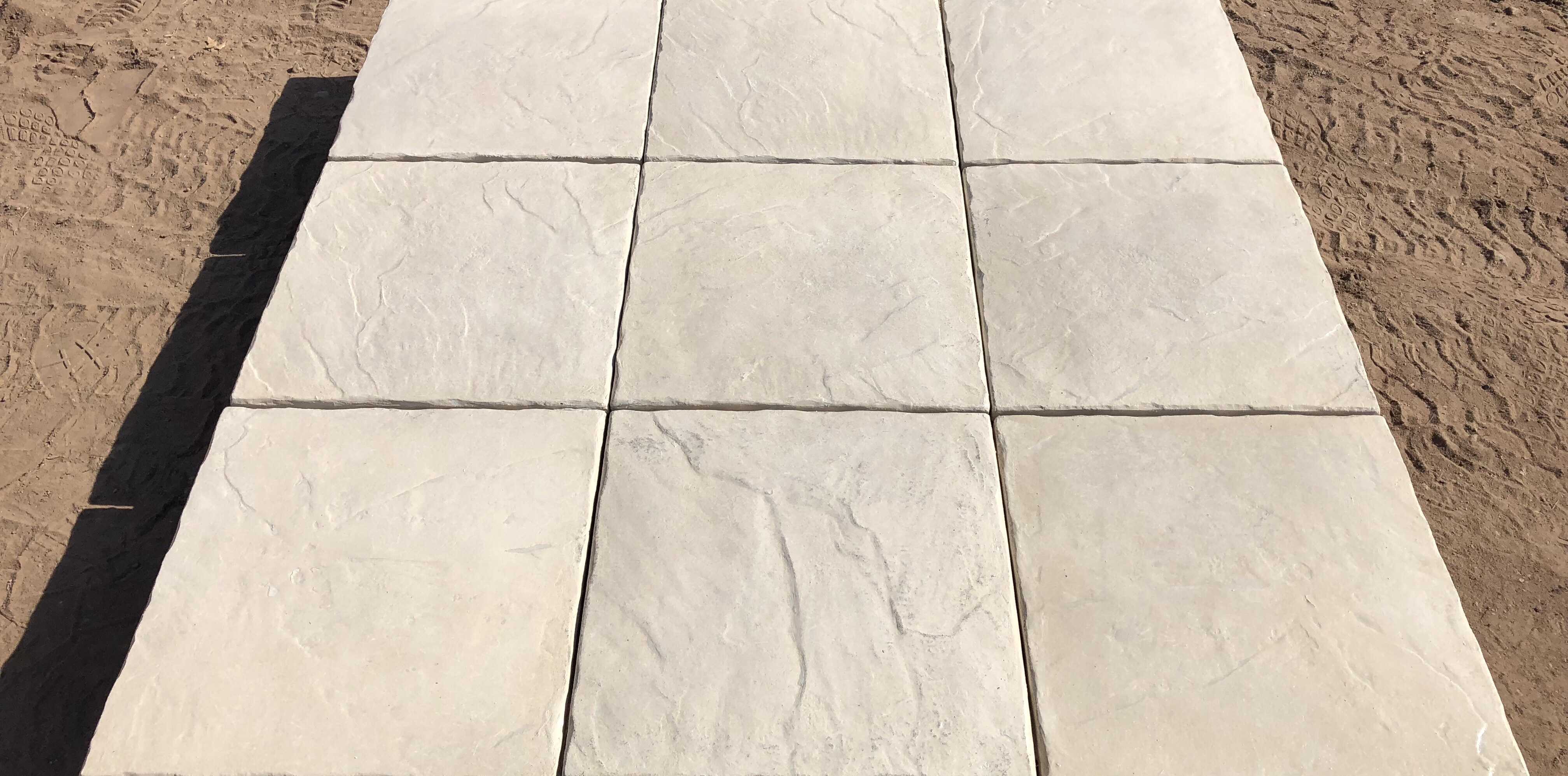 Limestone Border on Cobblestone Gray Deck | DekTekTile - Precast ...